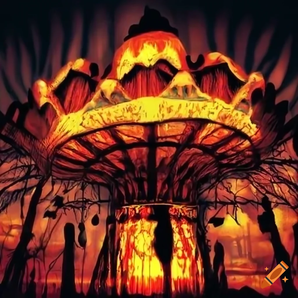 Spooky fairgrounds at night on Craiyon