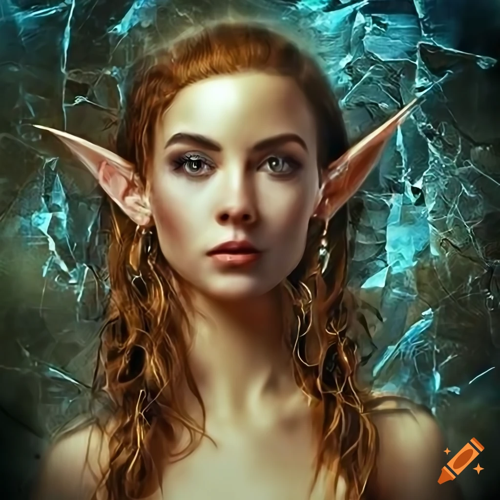 Portrait of a beautiful elf with brown hair in a highly detailed ...