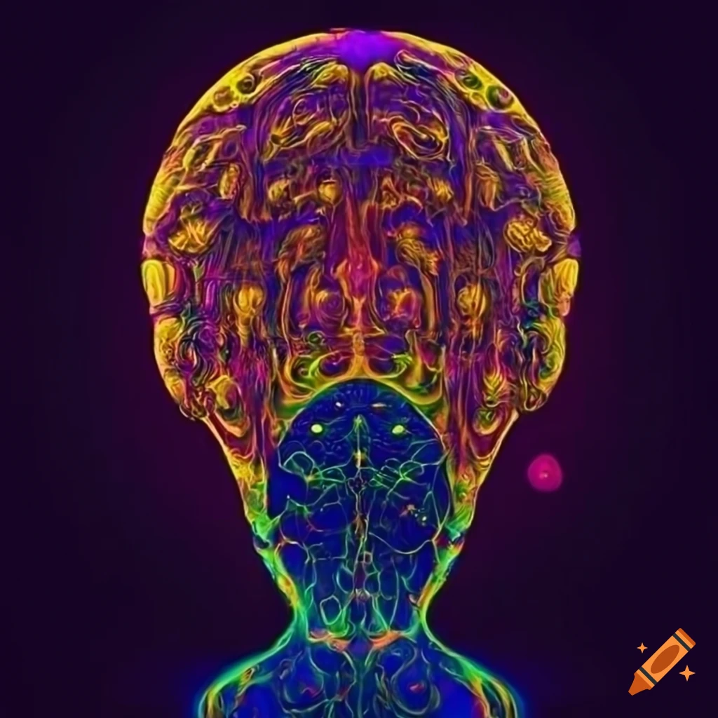 Psychedelic trance magic mushroom spider poster with retro alien ...