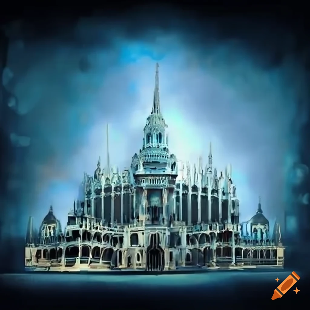 Future palace with metal walls on Craiyon