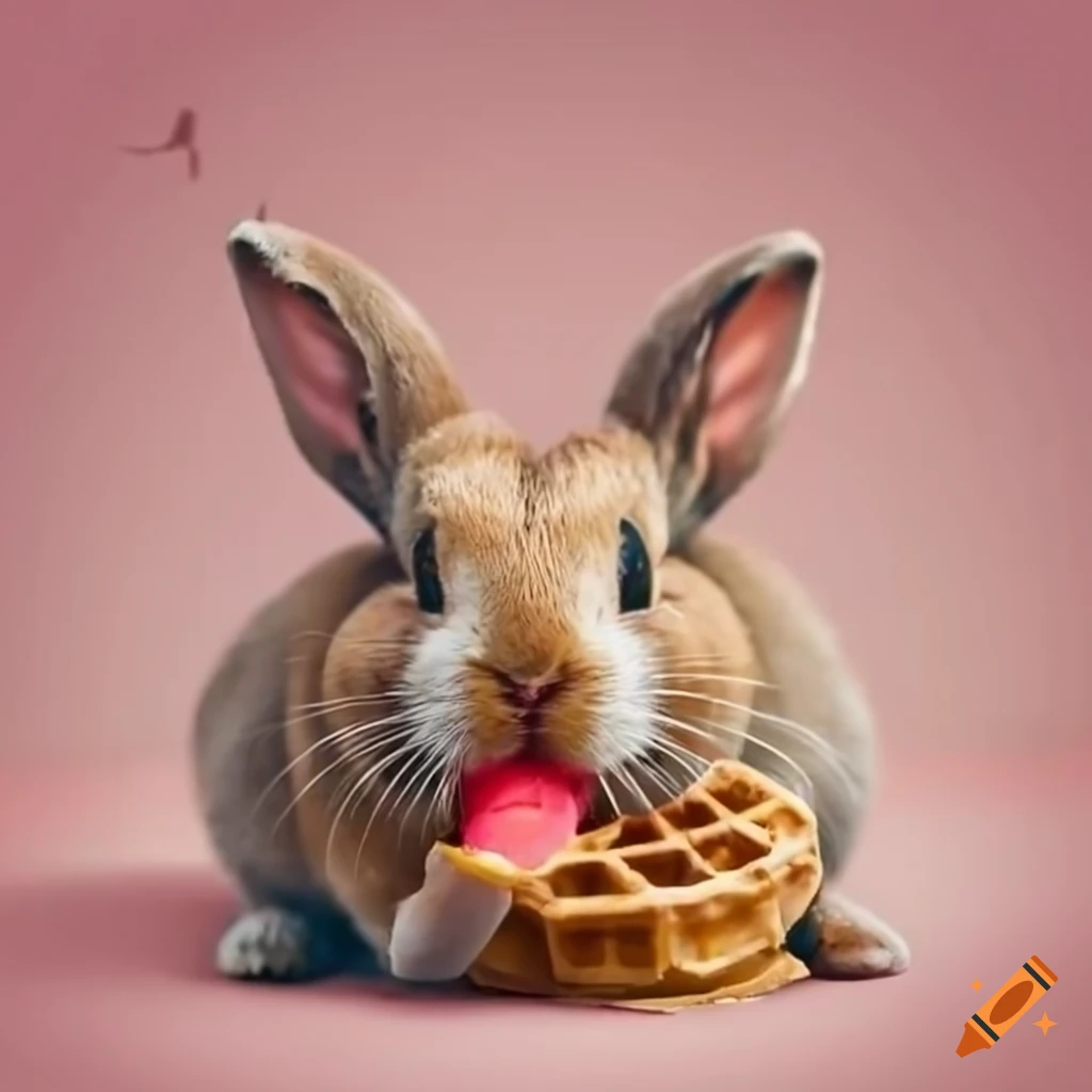 Bunny eating a waffle on Craiyon