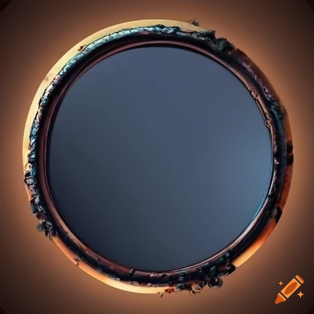 Digital themed decorations in cold colors on a round token frame on Craiyon