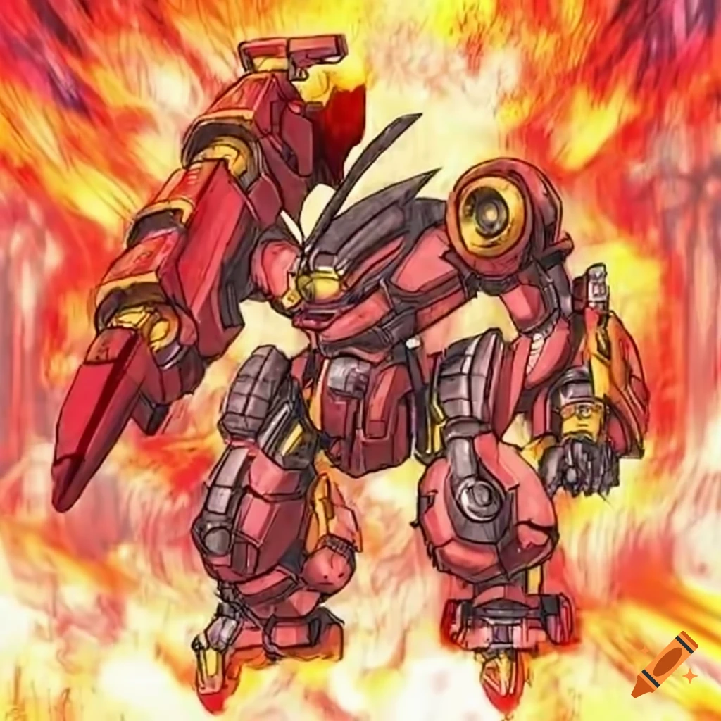 Fire engine mech from yugioh sevens on Craiyon