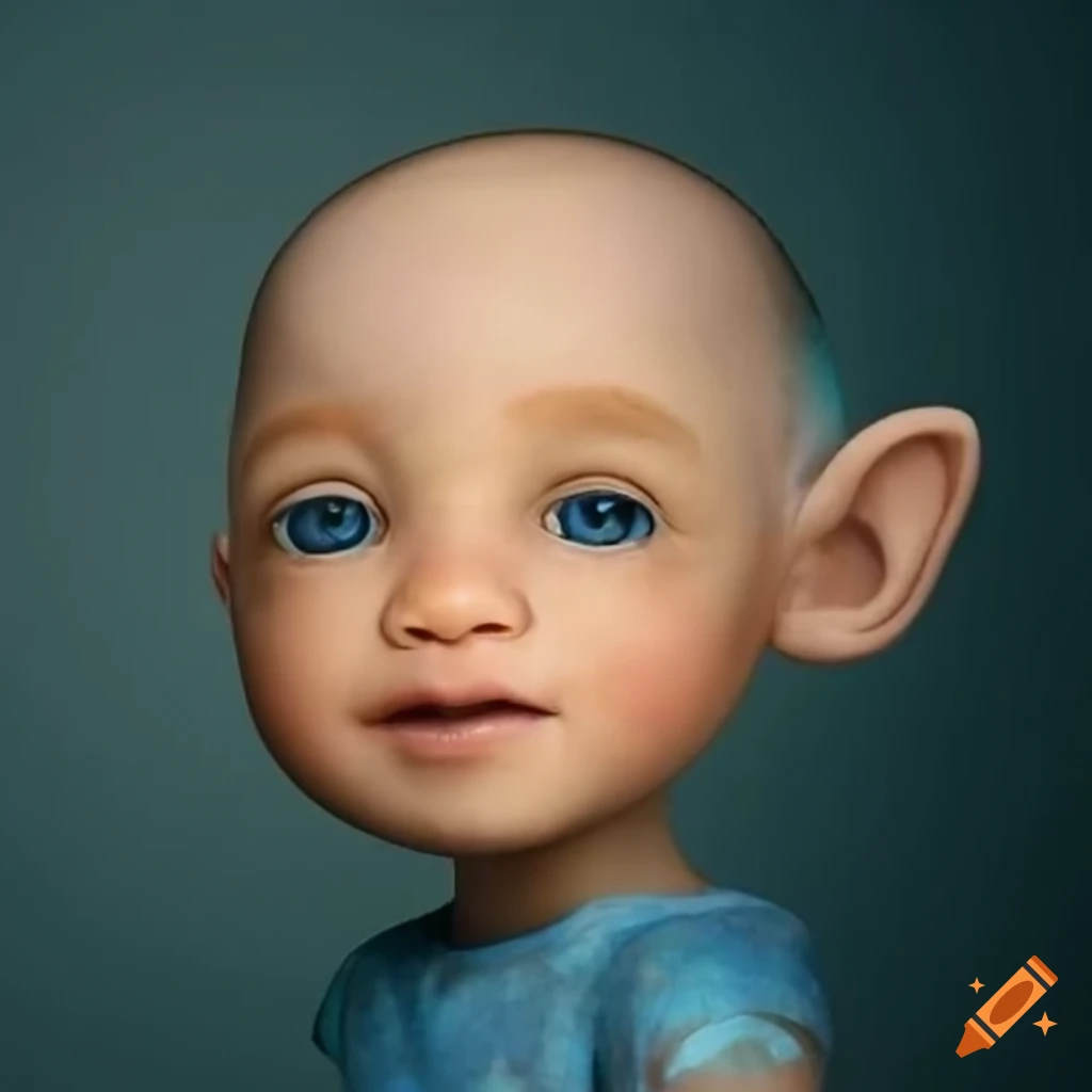 Child creature with extra ears in a whimsical illustration on Craiyon