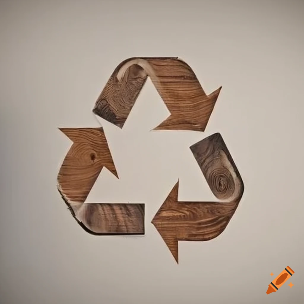 Recycle sign made from wood planks on Craiyon