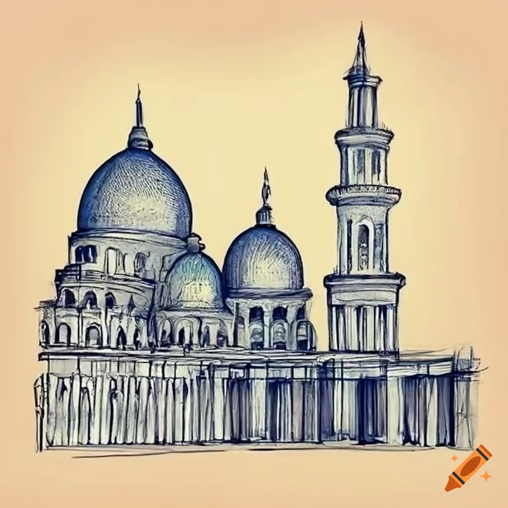 Modernist future palace with metal walls and minarets on Craiyon