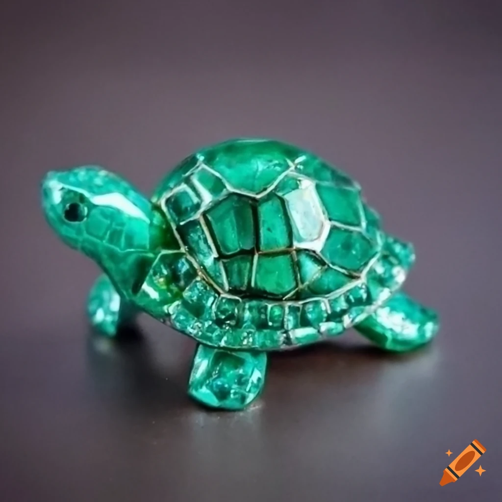 Mini turtle made of emerald jewel in good lighting on Craiyon