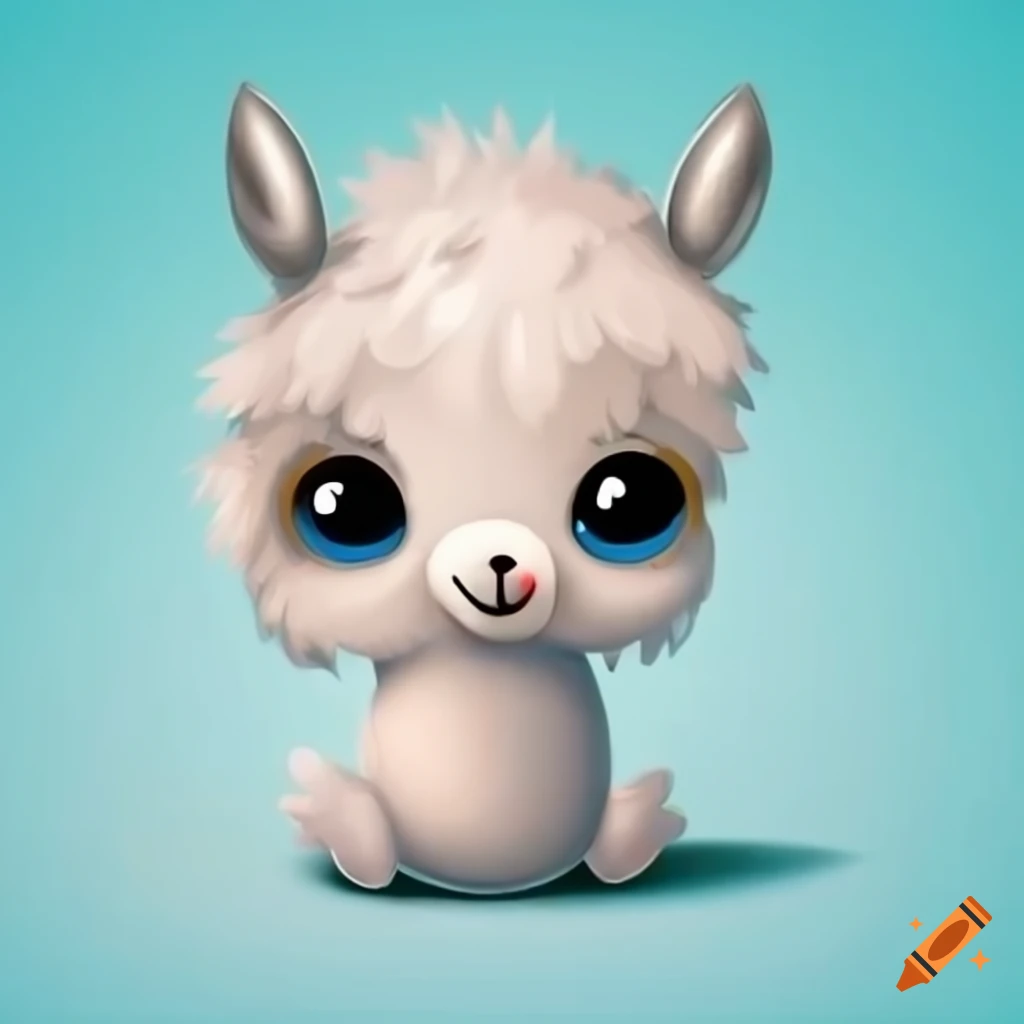 Cartoon baby llama and baby penguin as friends on Craiyon