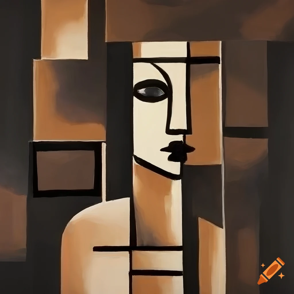Cubism artwork in black, beige, and brown colors on Craiyon