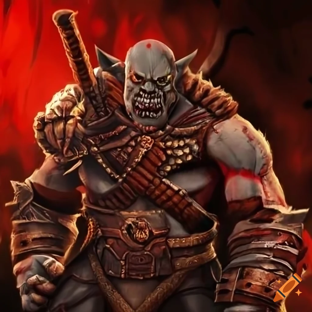 Red orc warrior on Craiyon