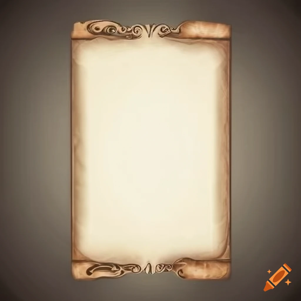 Empty rectangular old scroll style card frame on Craiyon