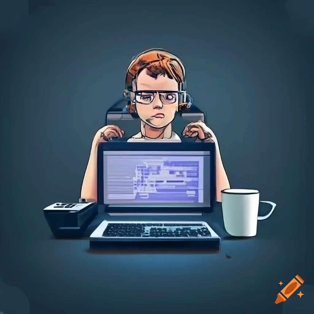 Software engineer with a laptop on Craiyon