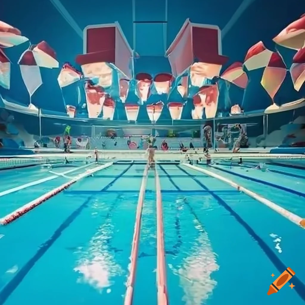Concession stand at olympic pool on Craiyon