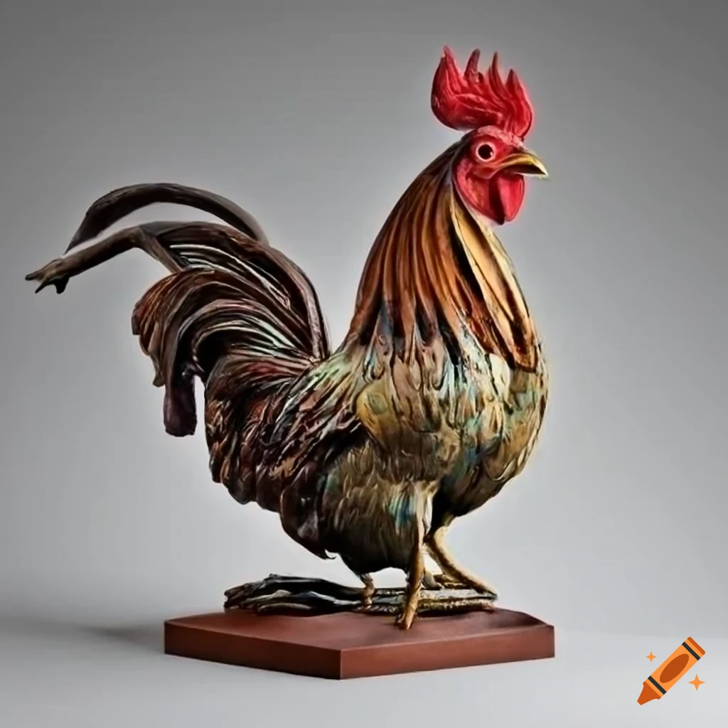 Rooster sculpture on Craiyon