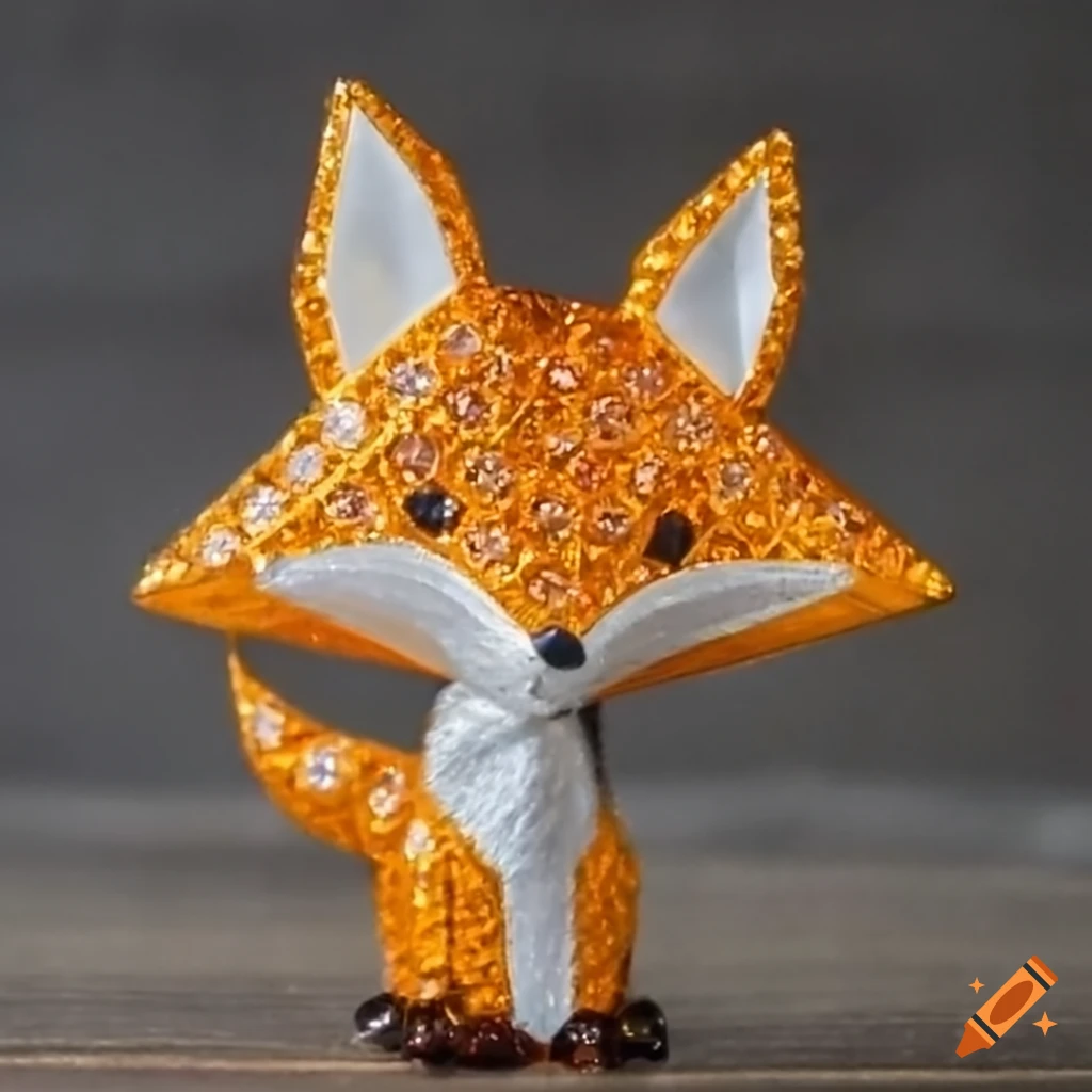 Mini fox made of orange diamond in good lighting on Craiyon