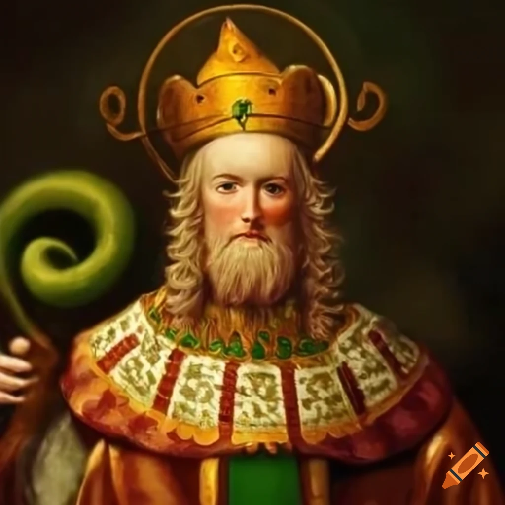 Saint patrick driving snakes away in irish legend on Craiyon