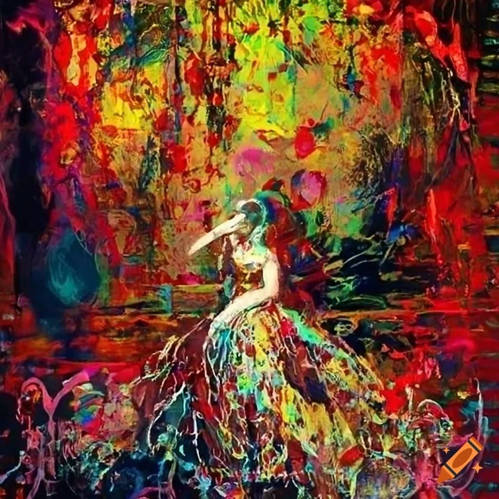 Colorful artwork of a lively dancers festival with abstract ...