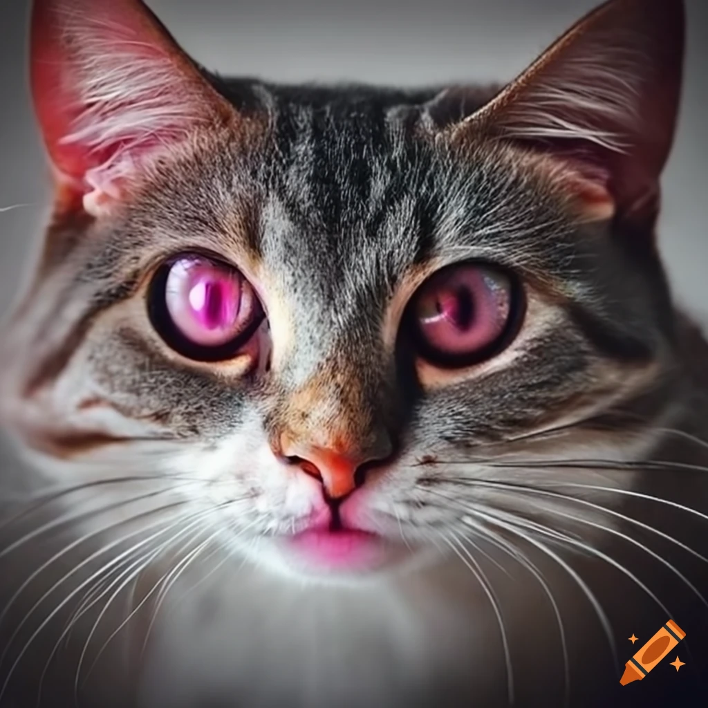 Cat with pink eyes on Craiyon