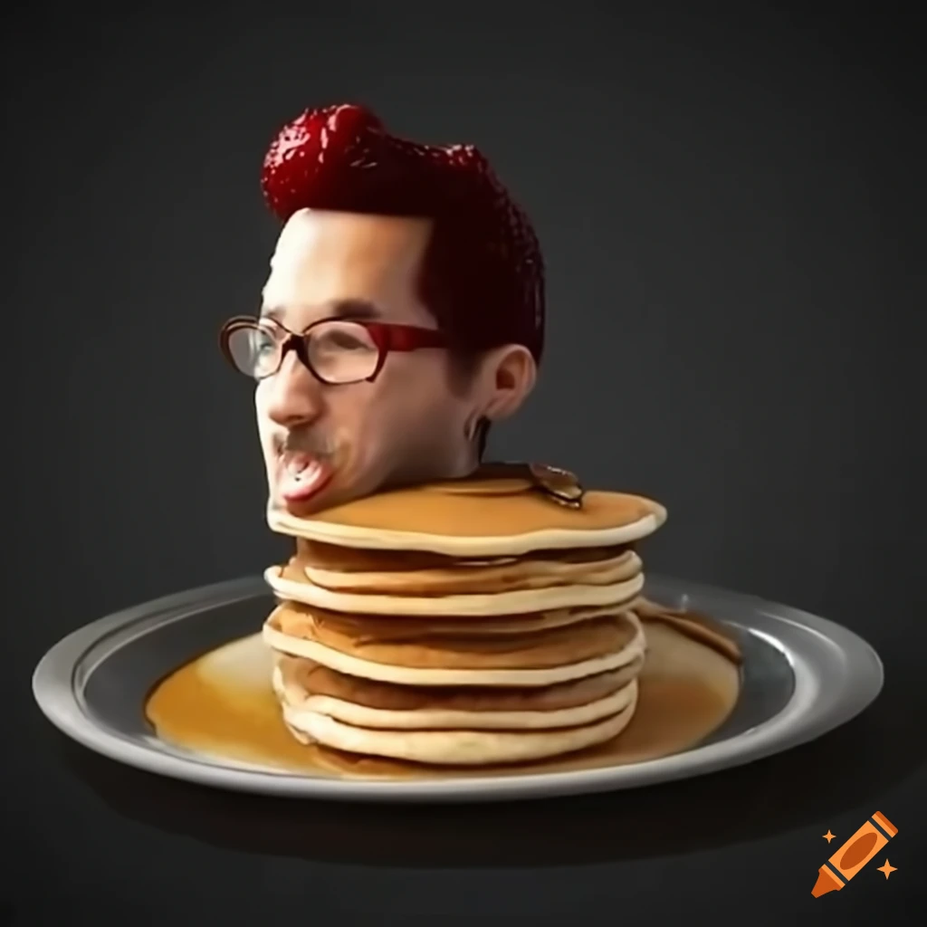 Markiplier enjoying a stack of pancakes on Craiyon