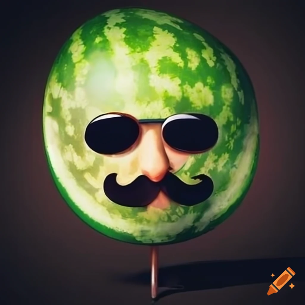 Watermelon with a mustache on Craiyon