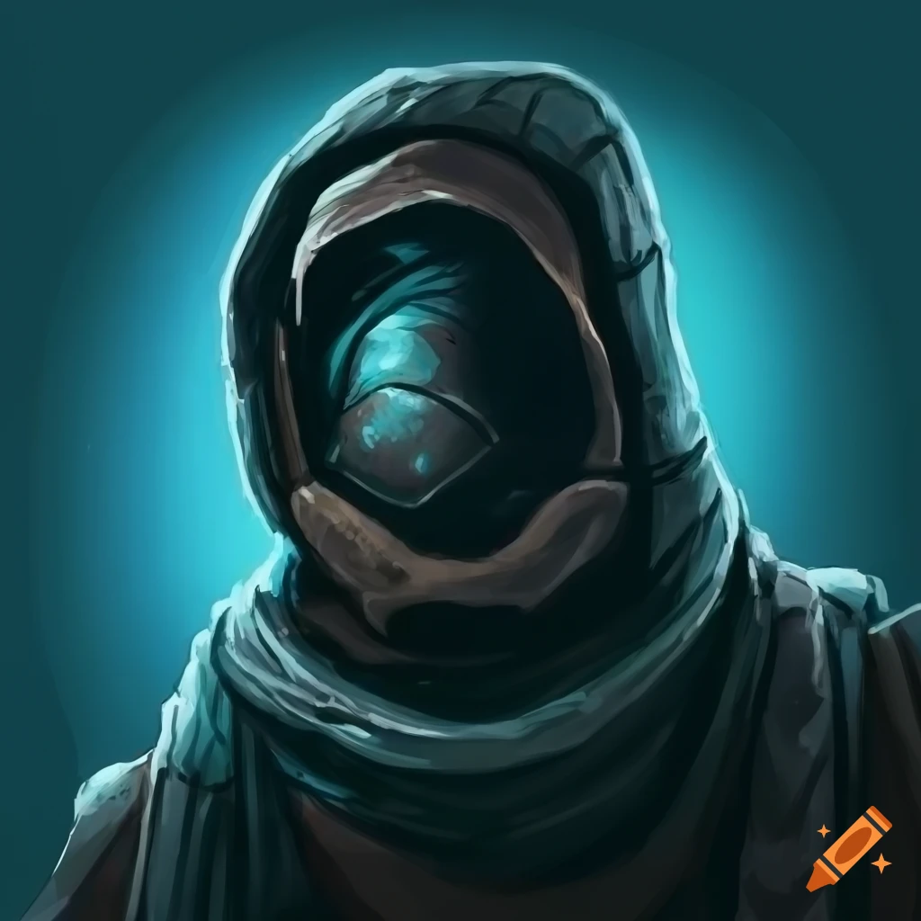 Masked space nomad drawing on Craiyon