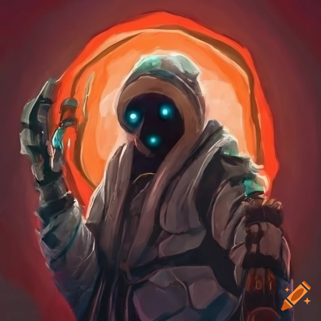 Drawing of a masked space nomad on Craiyon