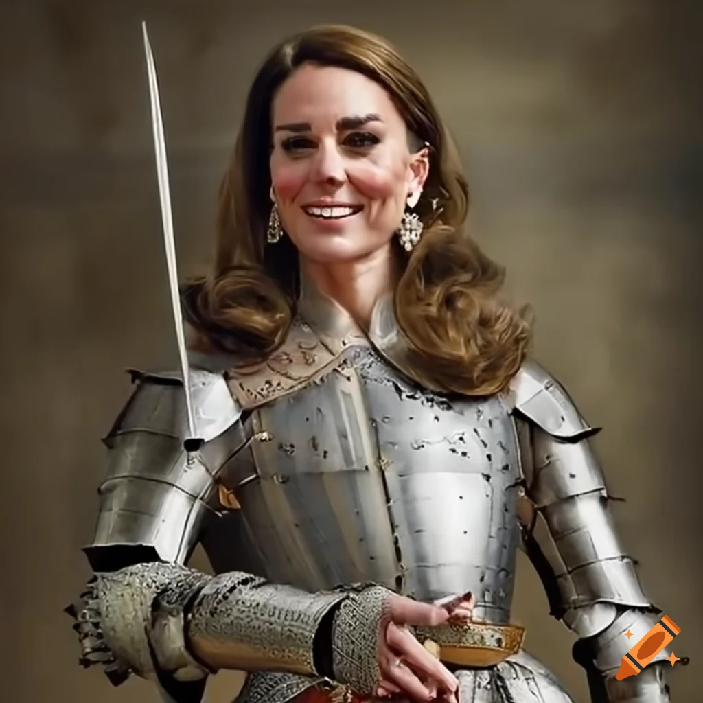 Kate middleton in medieval-inspired painting with knight armor and ...