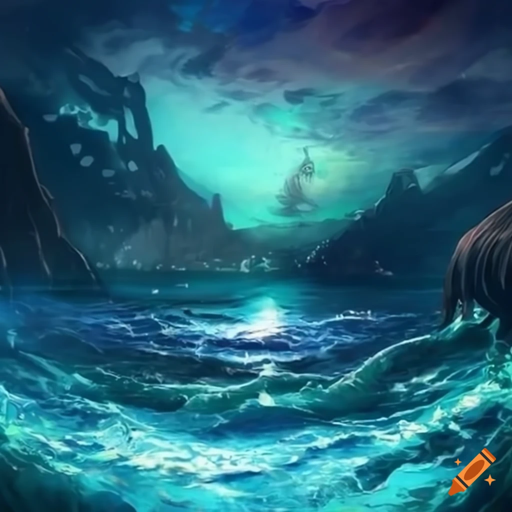 Anime fantasy sea scene on Craiyon