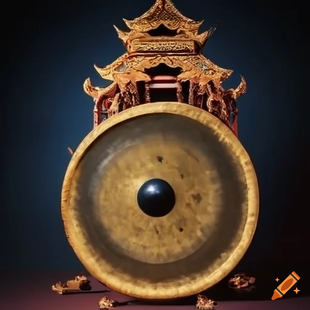 Ornate and intricately designed gong for ceremonies on Craiyon