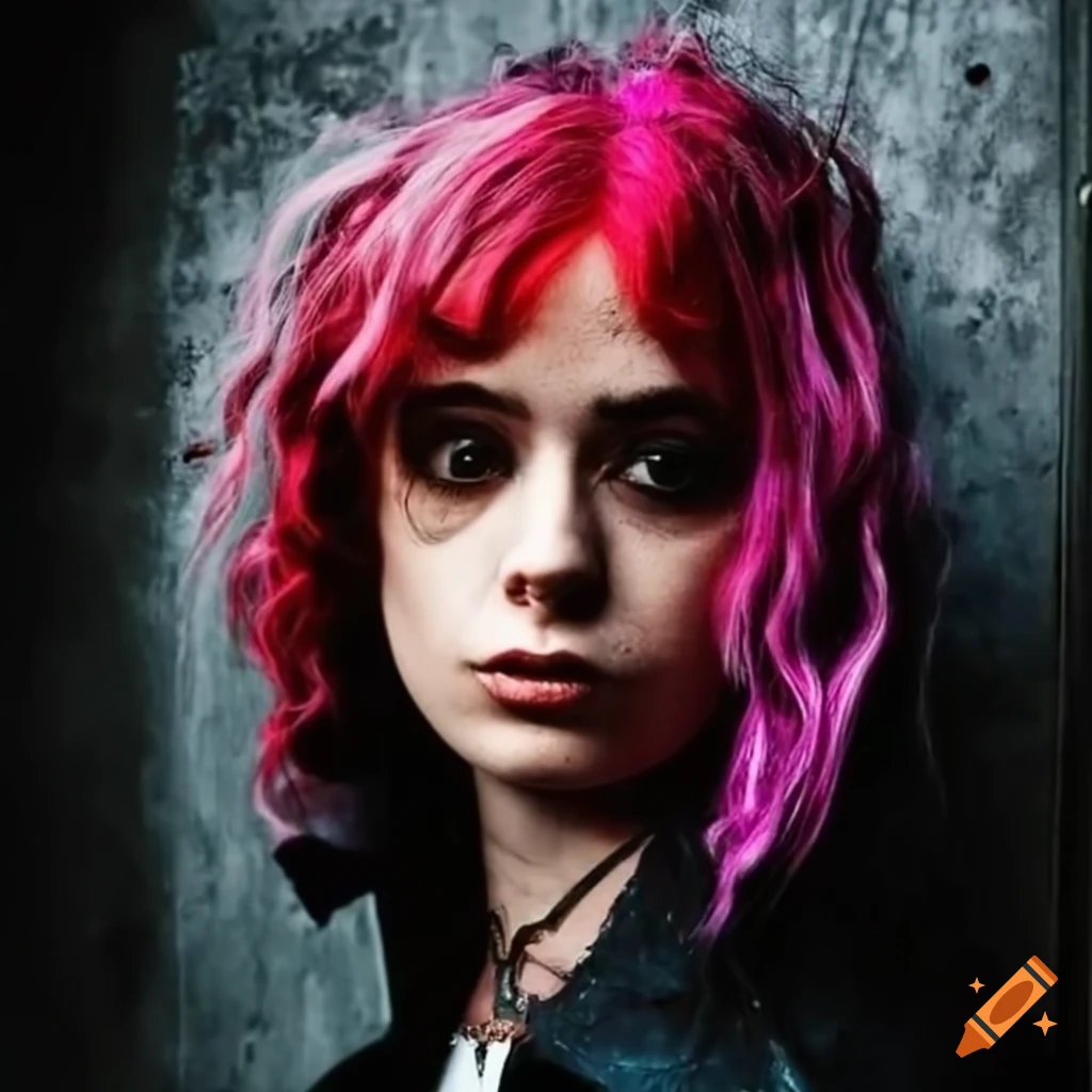 Punk girl on the streets of london on Craiyon