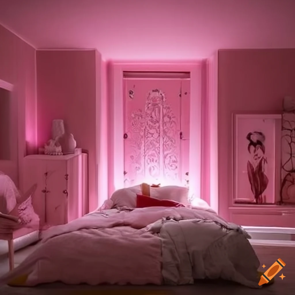 Cozy pink bedroom interior on Craiyon