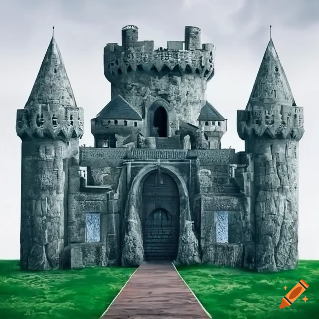 Large menacing stone castle on Craiyon