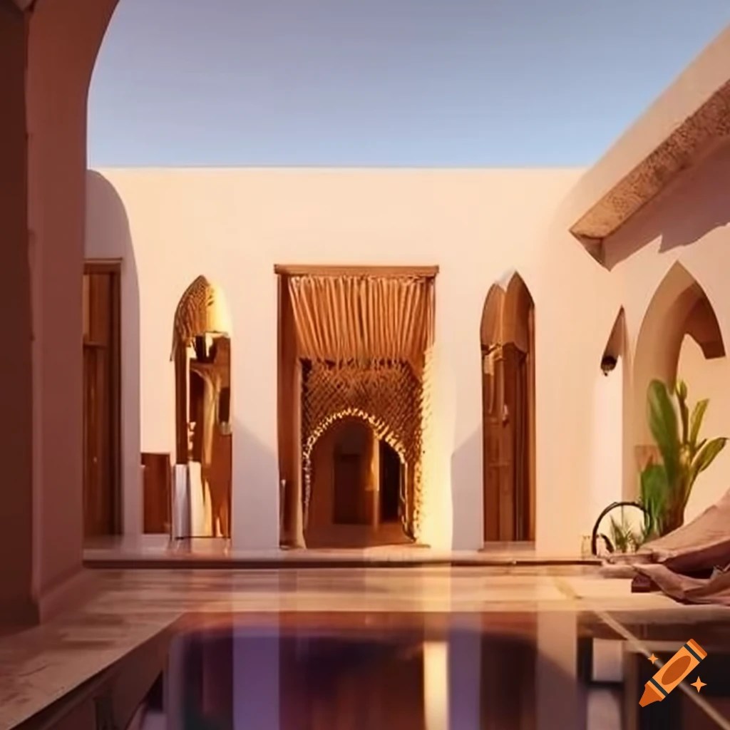Hybrid villa riad architecture on Craiyon