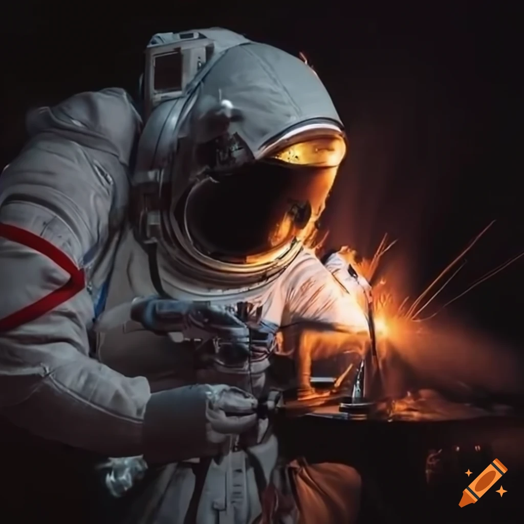Astronaut welding on spacecraft in space on Craiyon