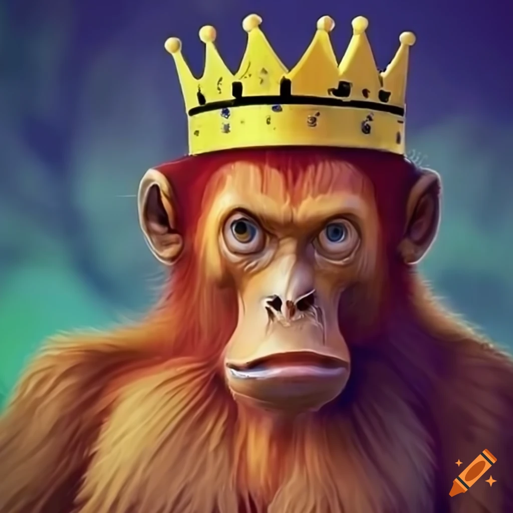 Monkey portrayed as a king on Craiyon