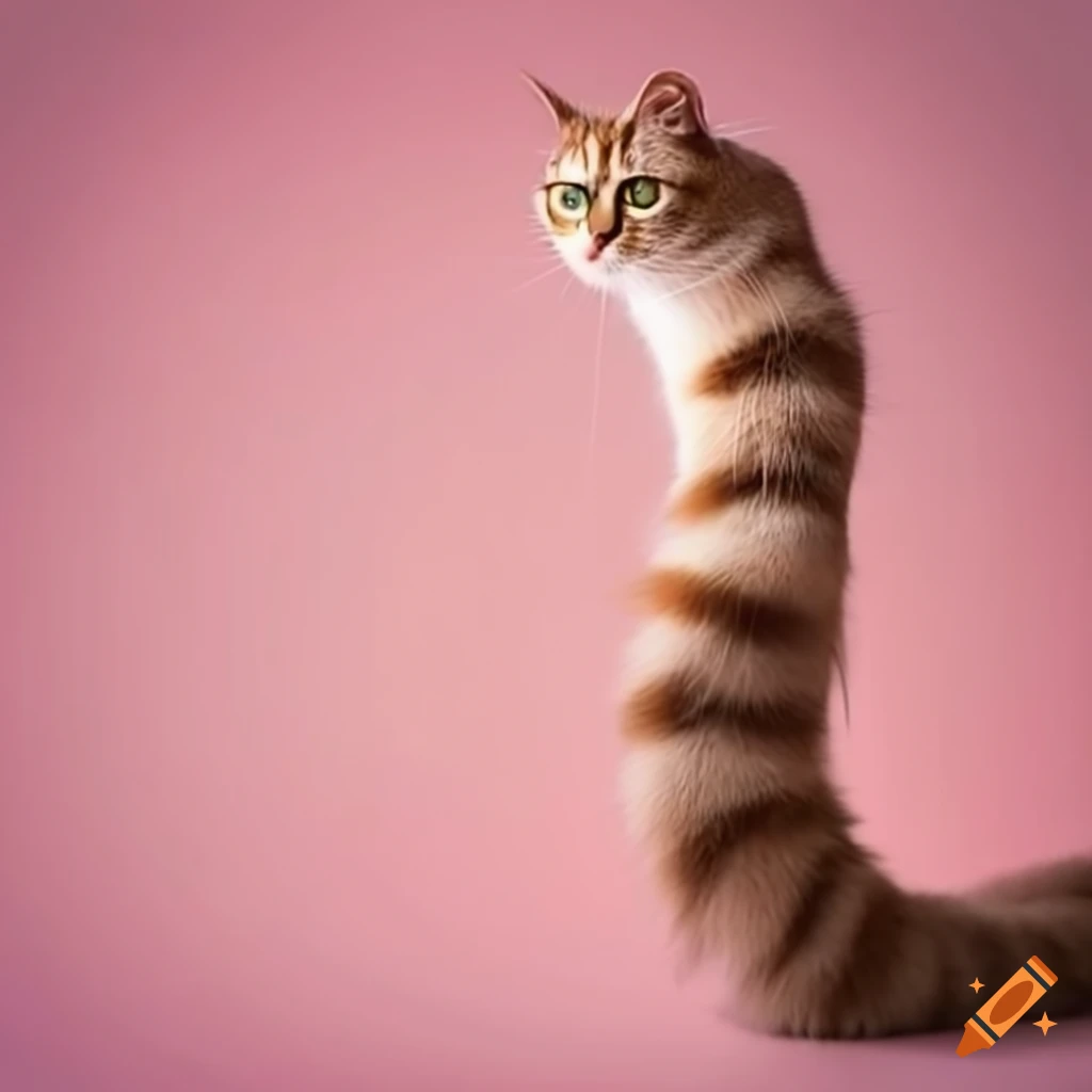 Cute cat with a long tail on Craiyon