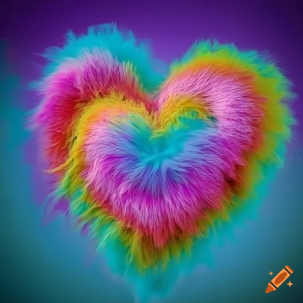 Colorful fluffy heart-shaped logo design on Craiyon