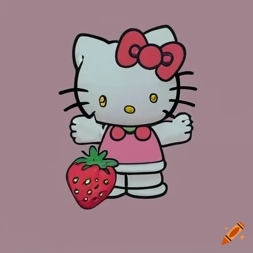 Hello kitty holding a strawberry on Craiyon