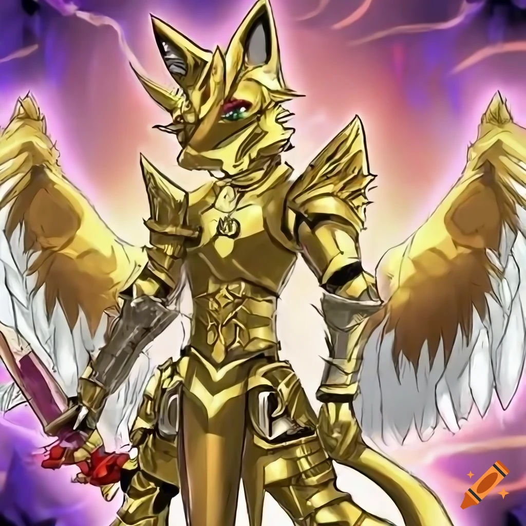 Kikomi the Divine Fox with angel wings and armor in Yu-Gi-Oh! art on ...