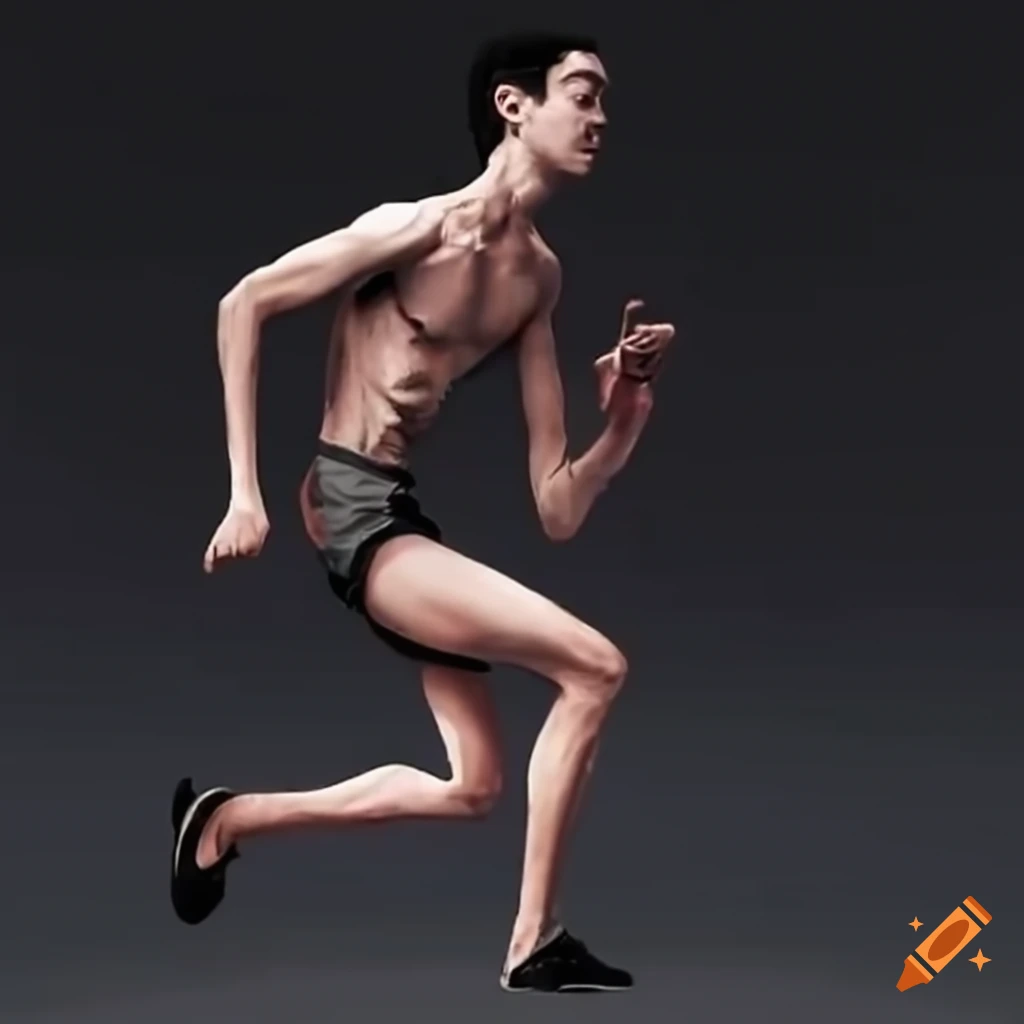 Skinny man running a race on Craiyon