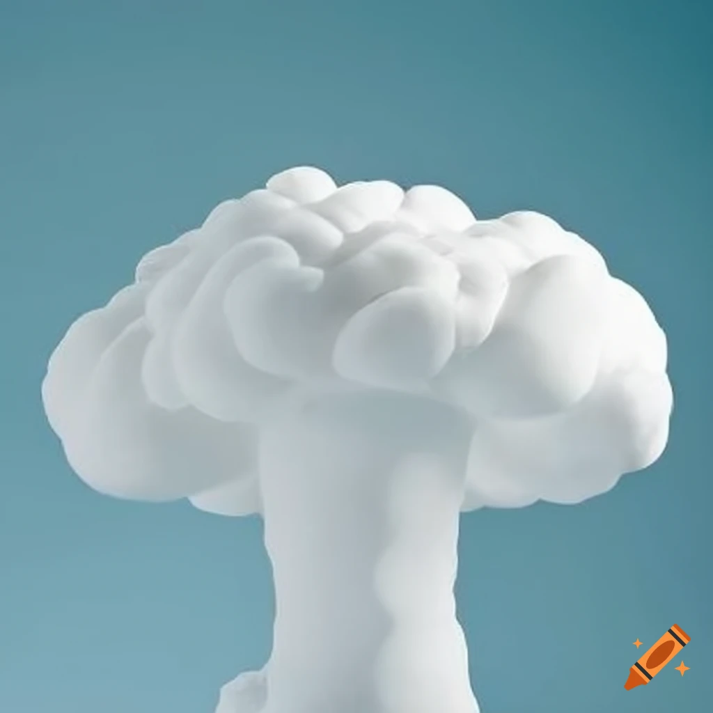 White sculpture of a mushroom cloud on Craiyon