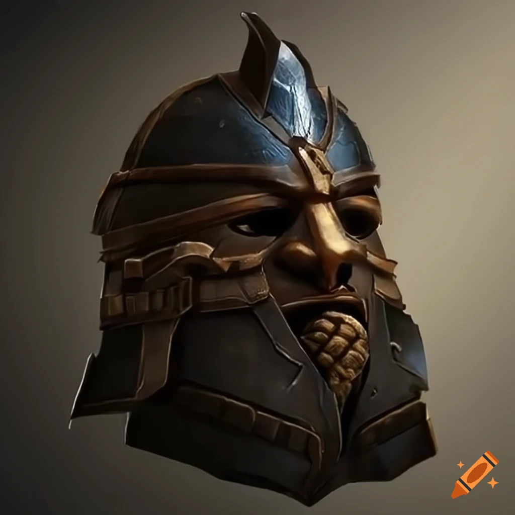 Dwarven helmet resembling a bear head on Craiyon