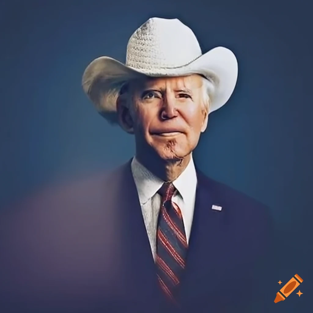 Joe Biden wearing a white cowboy hat on Craiyon