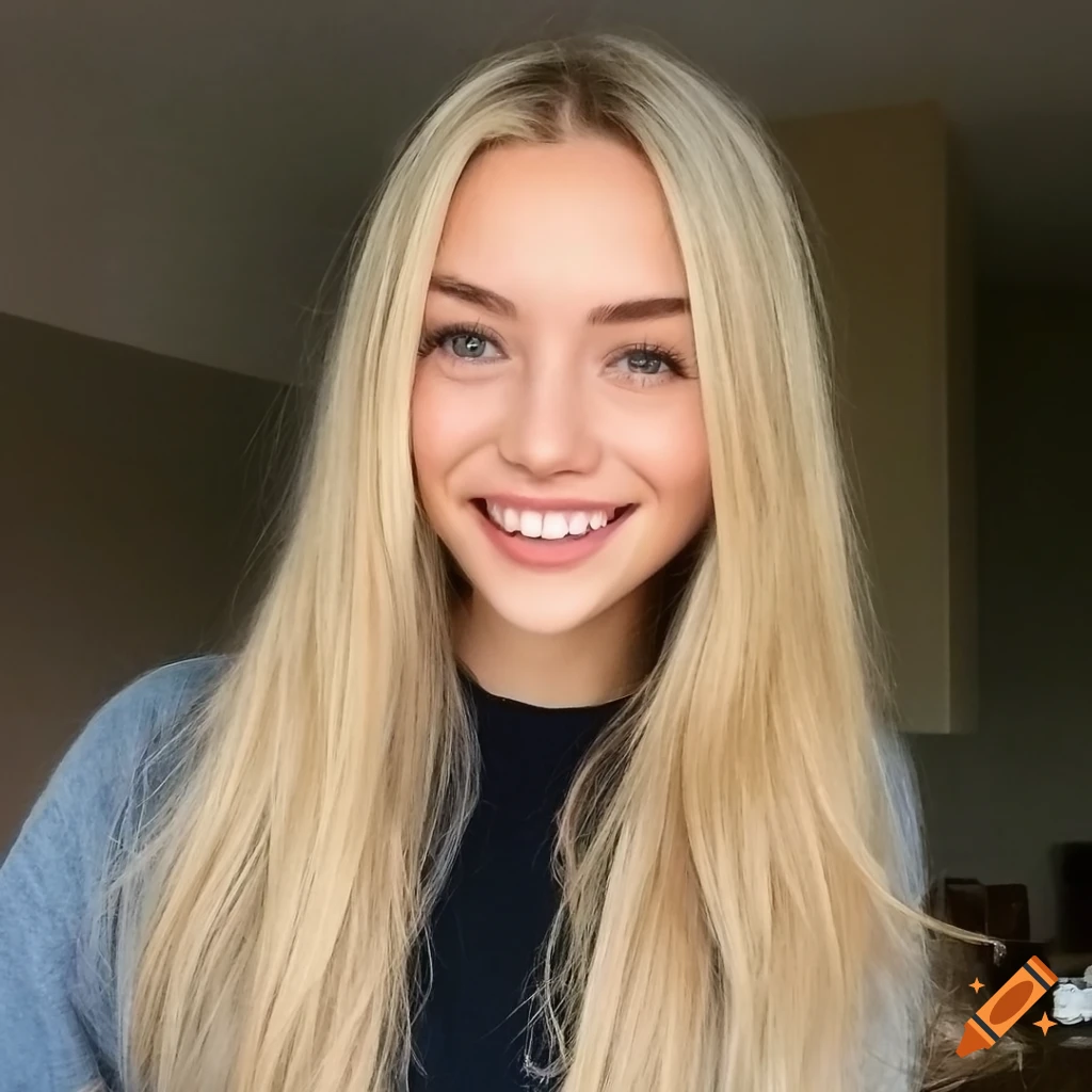 Pretty young woman with blonde hair in traditional attire smiling shyly ...