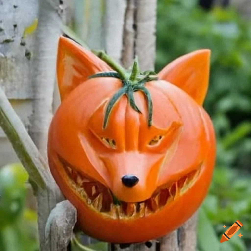 Fox carved into a tomato on Craiyon