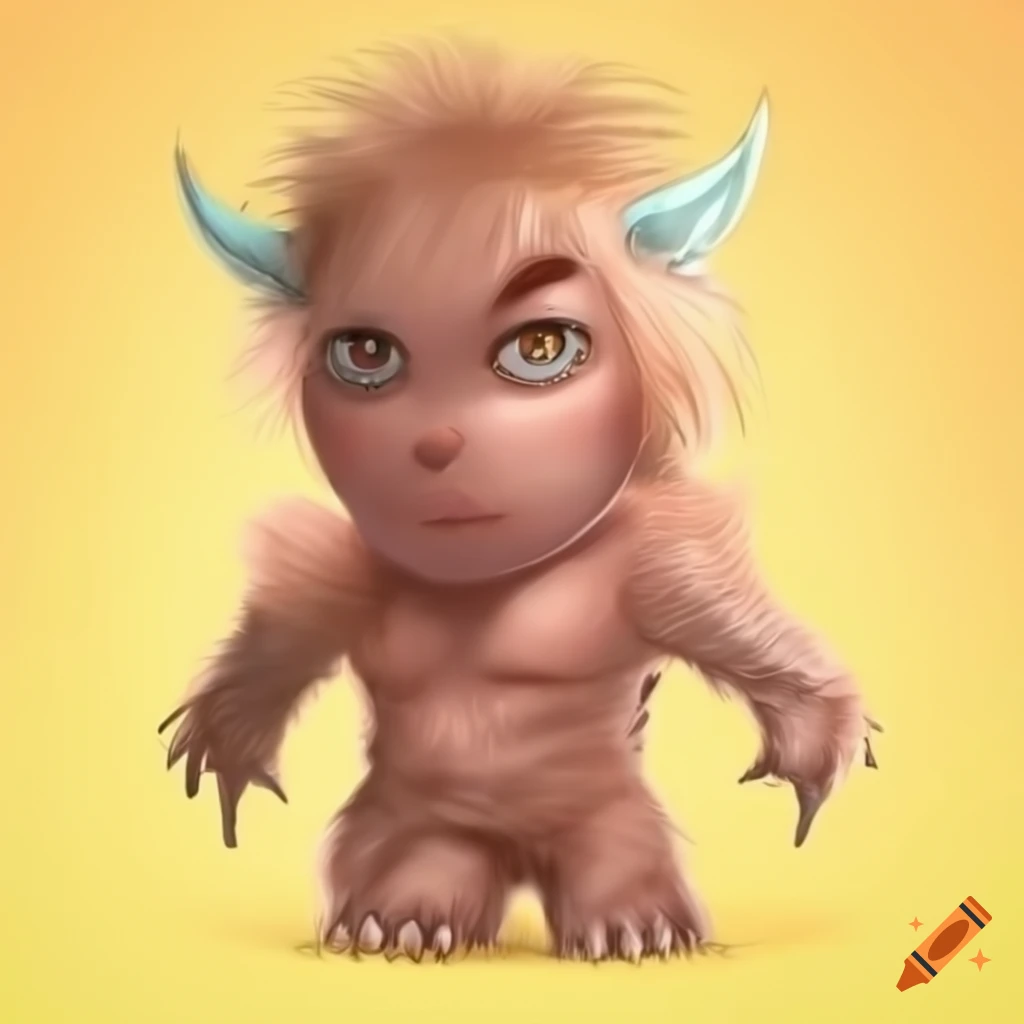 Cute blonde-fur monster with shorts and a long neck on Craiyon