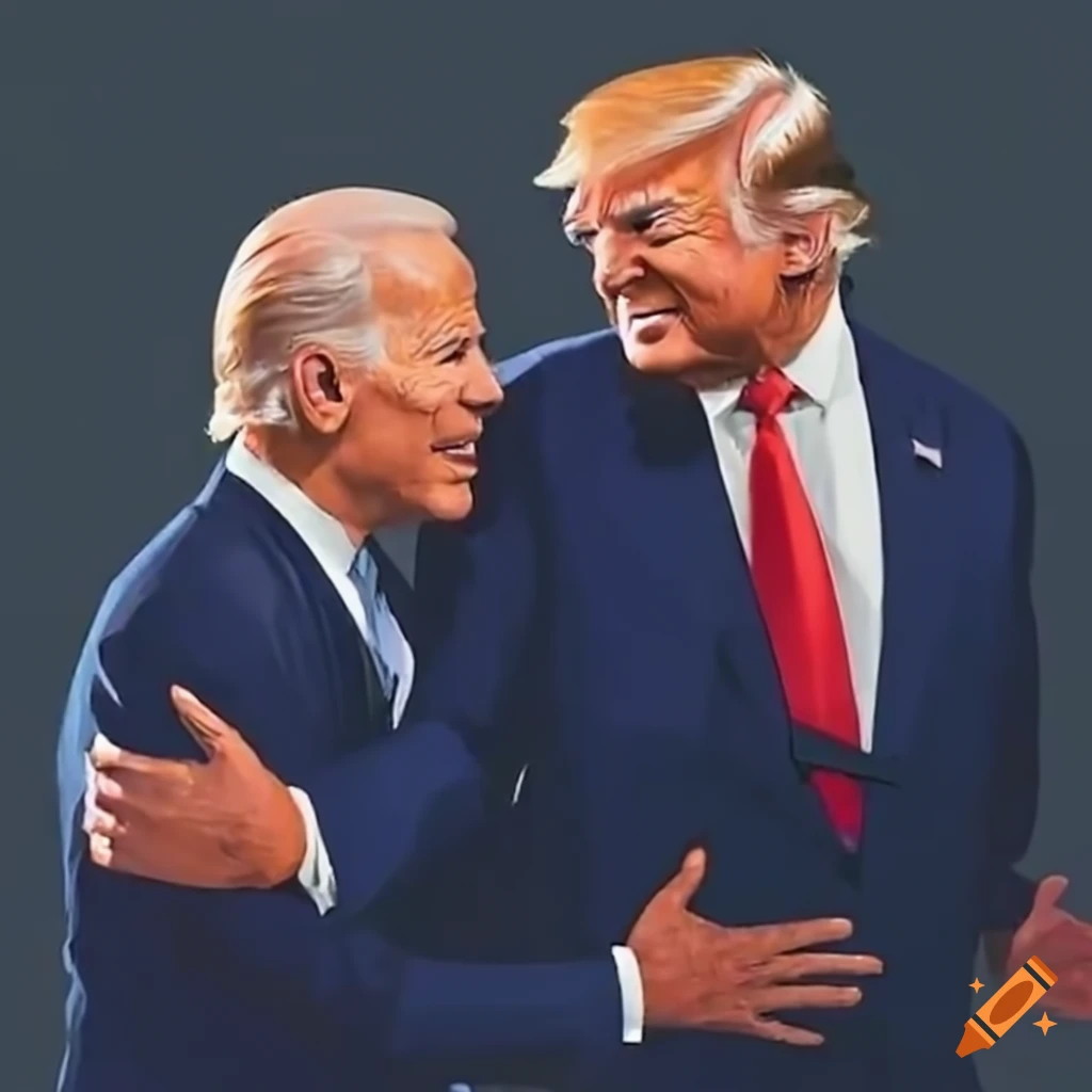 Donald trump and joe biden hugging on Craiyon