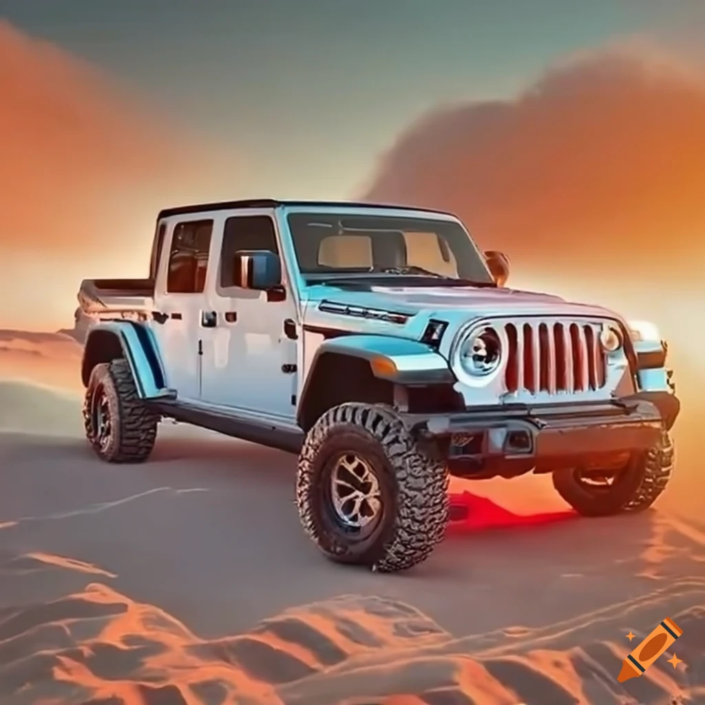 White jeep gladiator offroading on Craiyon