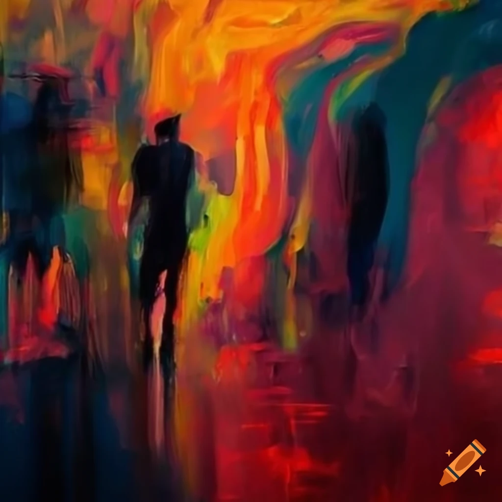 Abstract painting symbolizing self-acceptance with people in the ...