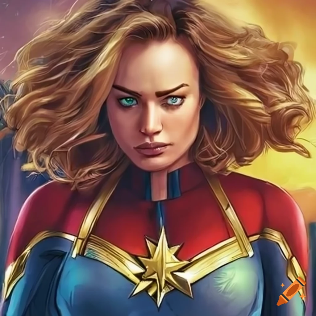Strong and tender woman like Captain Marvel on Craiyon
